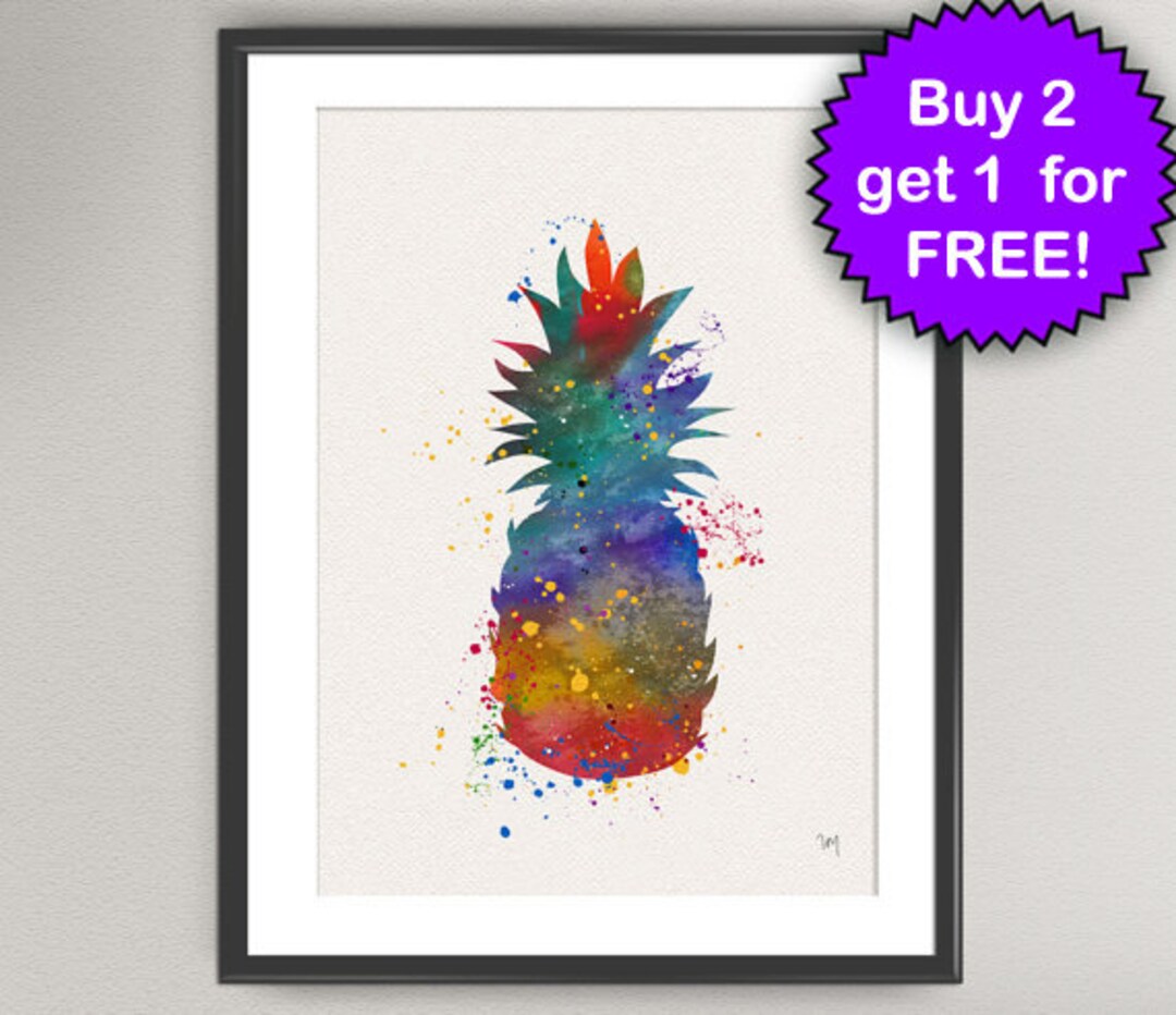 PINEAPPLE Watercolor Art Print Fruit Ink Painting Original Art ...