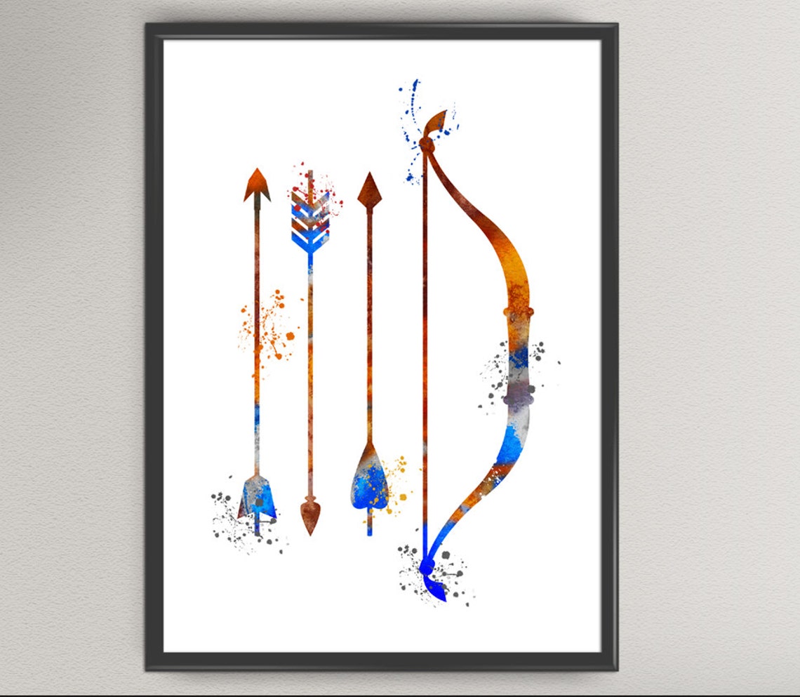 Native American Arc and Arrows Indian Watercolor Art Print - Etsy