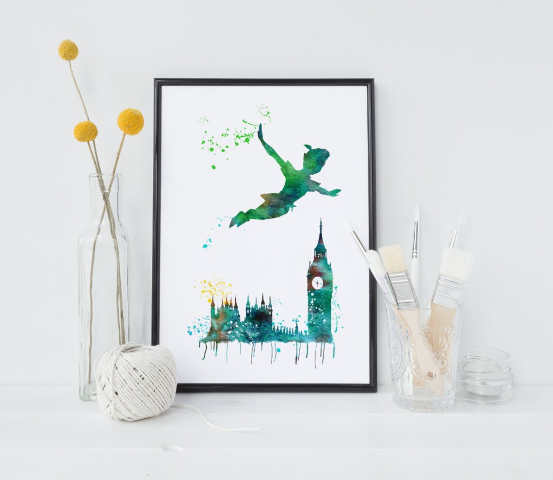 PETER PAN Watercolor Prints Ink Disney Art Prints Art Print Wall Gift ...