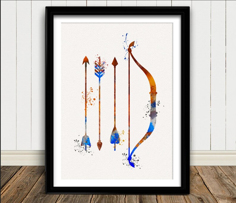 Native American Arc and Arrows Indian Watercolor Art Print | Etsy