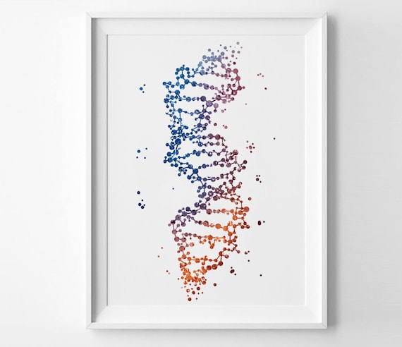 DNA Print Art Watercolor Science Art Human DNA Biology Print | Etsy