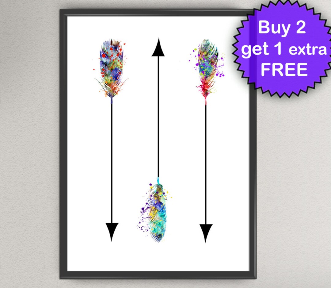 Native American Feathers Arrows Indian Watercolor Art Print Native ...