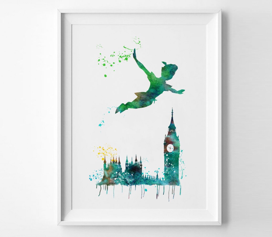 PETER PAN Watercolor Prints Ink Disney Art Prints Art Print Wall Gift ...