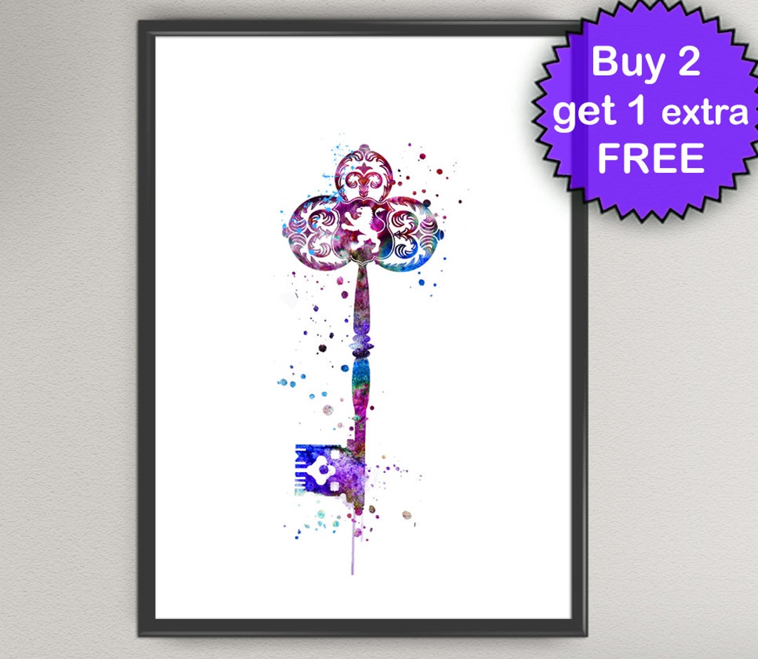 VITAGE KEY Watercolor Art Print Antique Key Ink Painting Illustrations ...