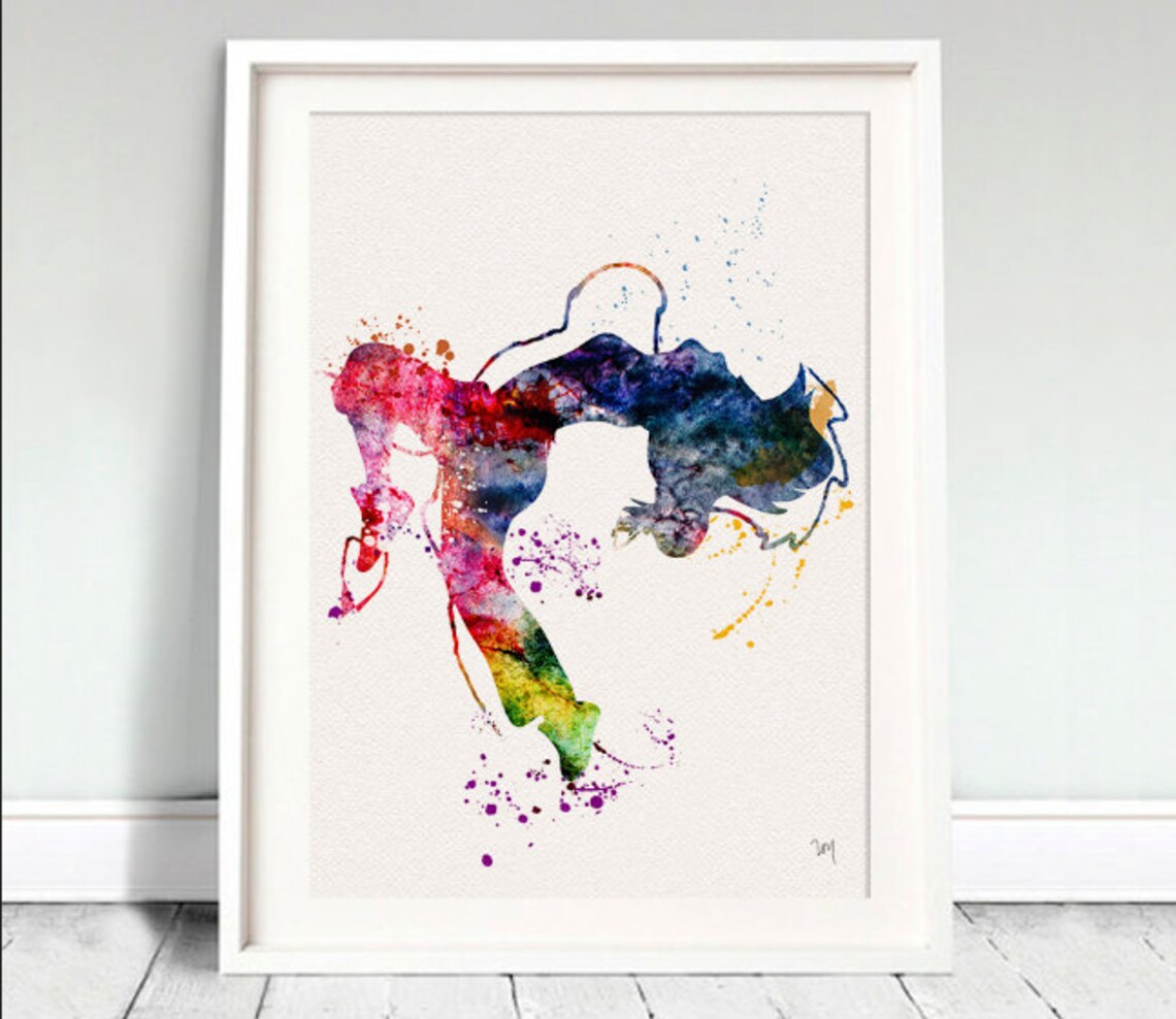 BREAK DANCER Watercolor Art Print Modern Dance Painting | Etsy