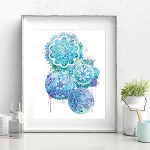 MANDALA Composition Watercolor Yoga Meditation Spiritual Multicolor Art ...