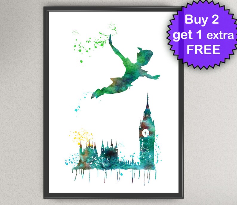 PETER PAN Watercolor Prints Ink Disney Art Prints Art Print Wall Gift ...