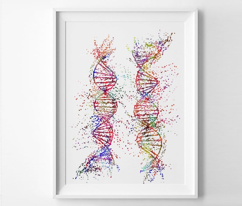 DNA Art Watercolor Print Science Human DNA Biology Print | Etsy