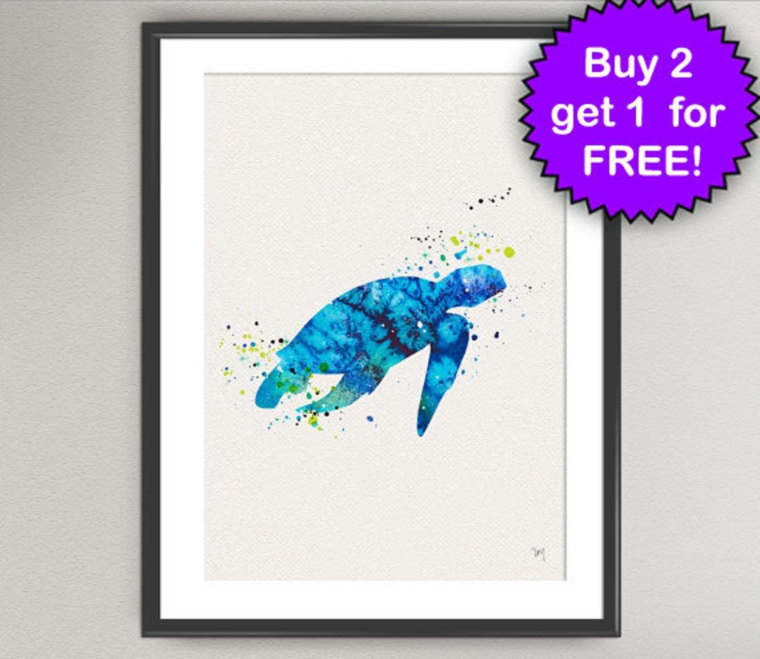 SEA TURTLE Watercolor Prints Sea Life Poster Painting Underwater ...