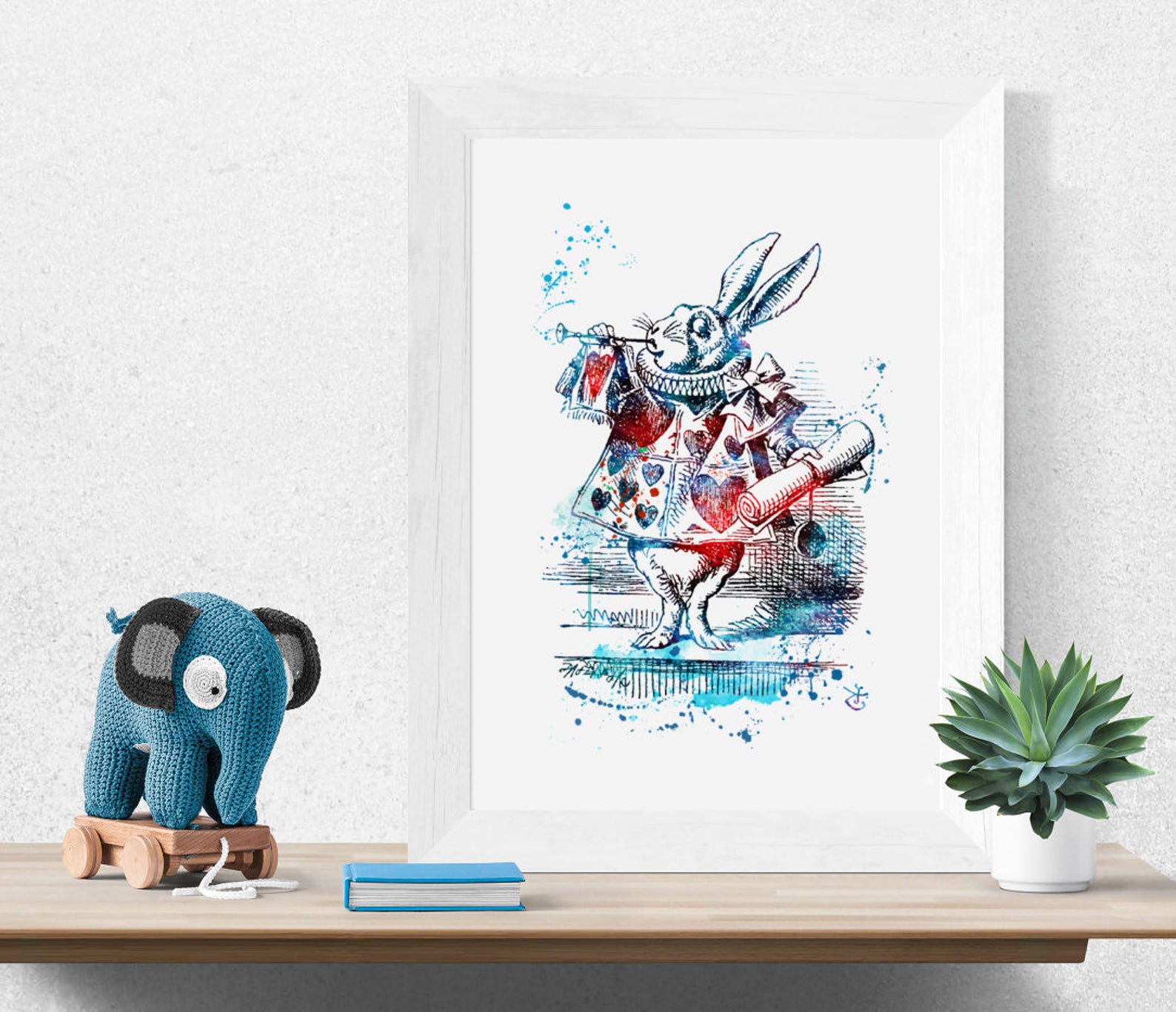 Rabbit Alice in Wonderland Art Print Watercolor Engraver Art - Etsy