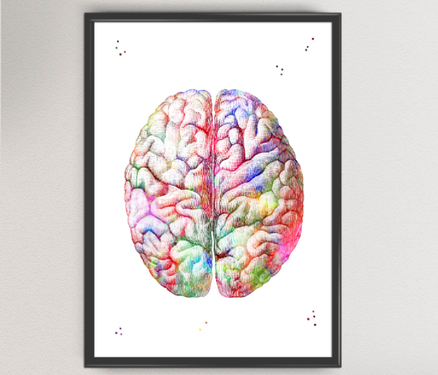 Human Brain Print Watercolor Hospital decor Anatomy Brain Art | Etsy