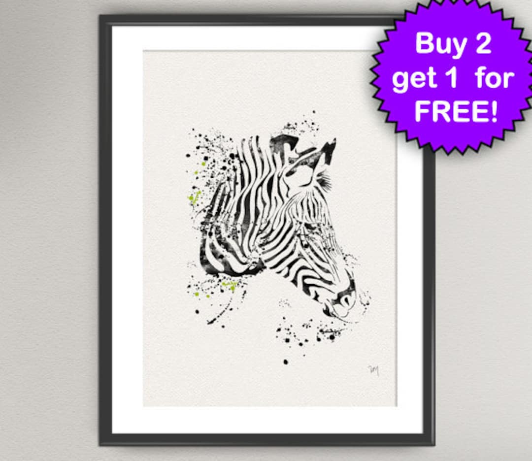 ZEBRA Watercolor Art Print Animal Poster Birthday Gift for Girlfriend ...