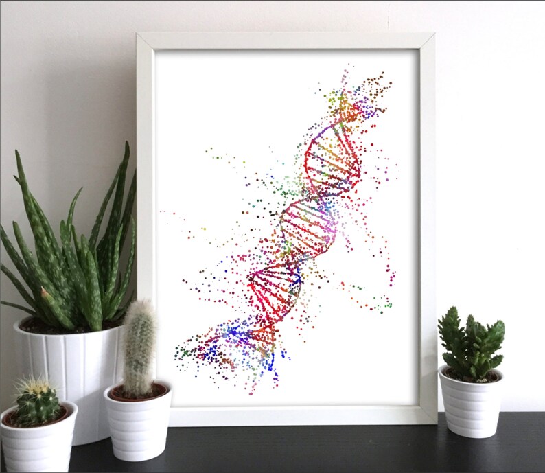 DNA Art Watercolor Print Science Human DNA Biology Print - Etsy