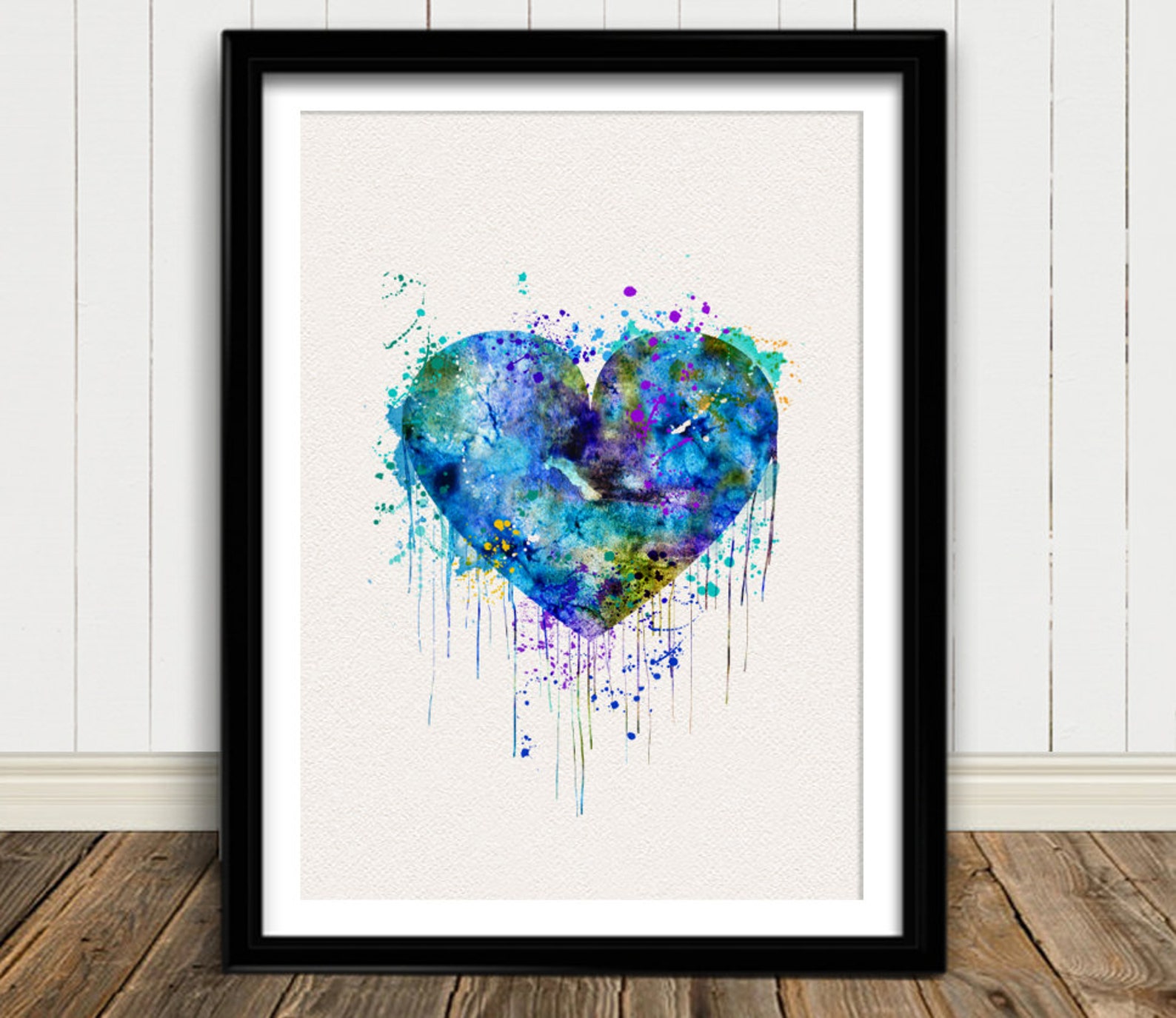Heart Watercolor Print Love Ink Multicolor Painting Urban Art ...