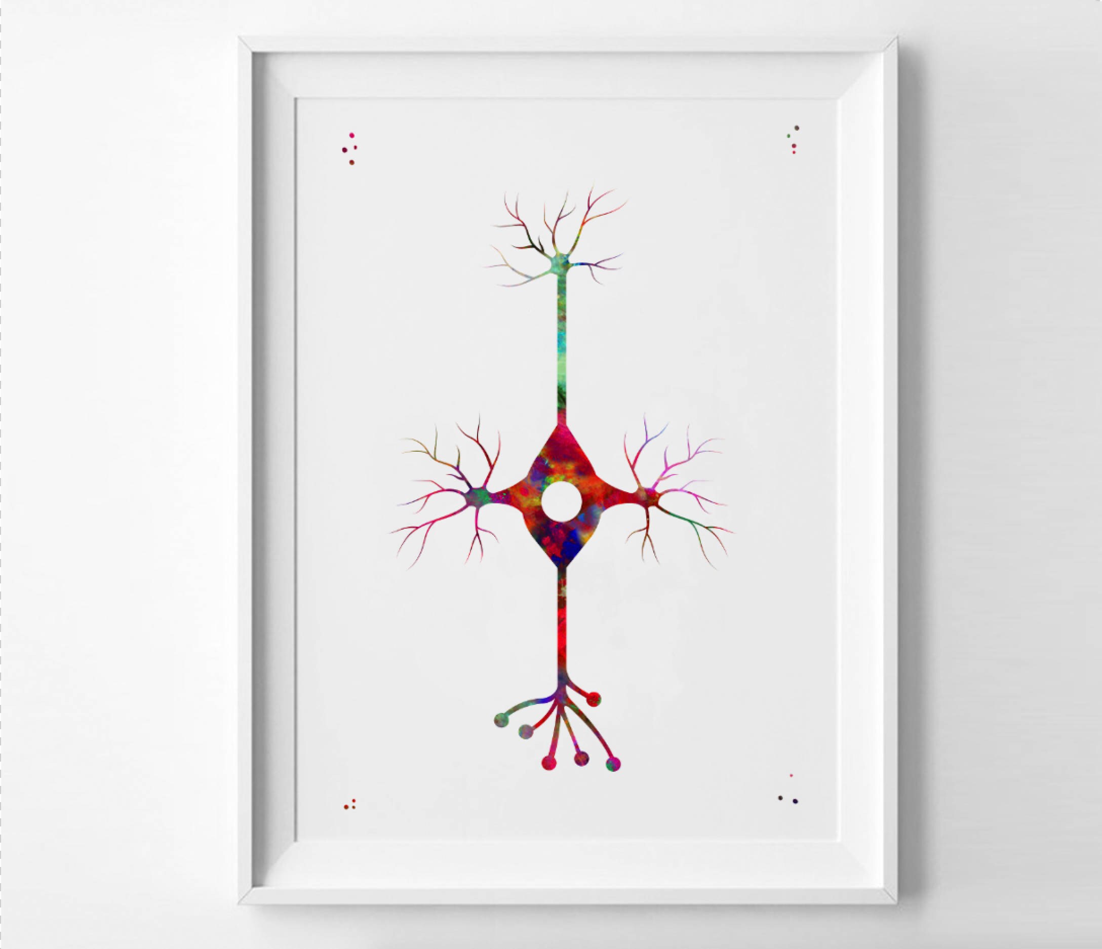 Neuron Cell Art Print Watercolor Neurons Synapses Print Brain Cells ...