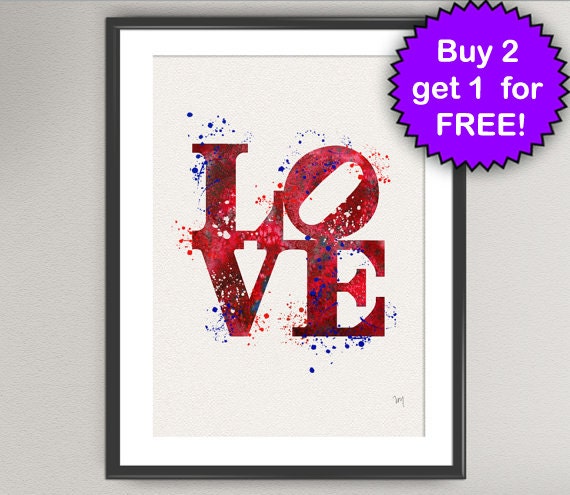 LOVE Art Watercolor Print Ink Painting Urban Art Illustration | Etsy
