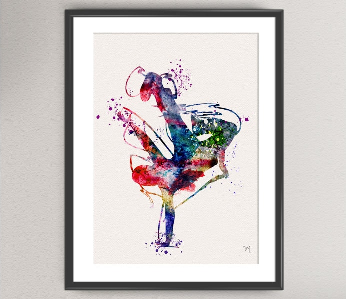 BREAK DANCER Watercolor Art Print Modern Dance Painting | Etsy