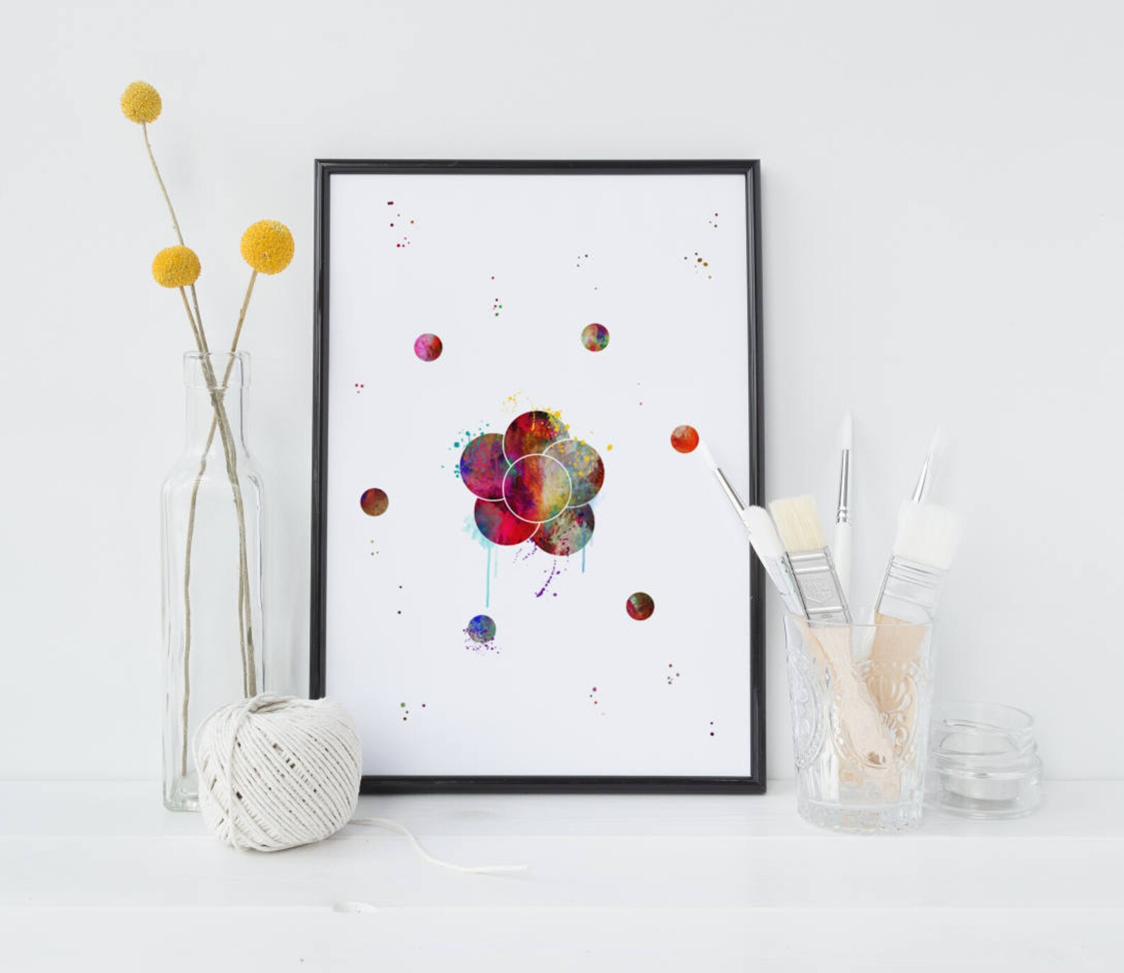 Atom Watercolor Art Print Science Art Print Symbol Particle - Etsy