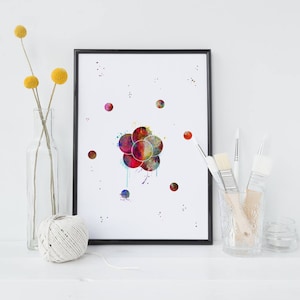Atom Watercolor Art Print Science Art Print Symbol Particle Art ...