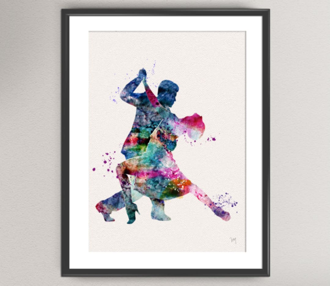 TANGO DANCERS Watercolor Art Print Modern Dance Painting Illustrations ...