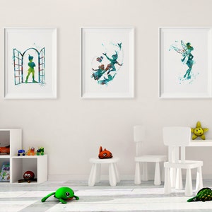 PETER PAN Print Disney Watercolor Print Ink Illustration Print Wall Art ...