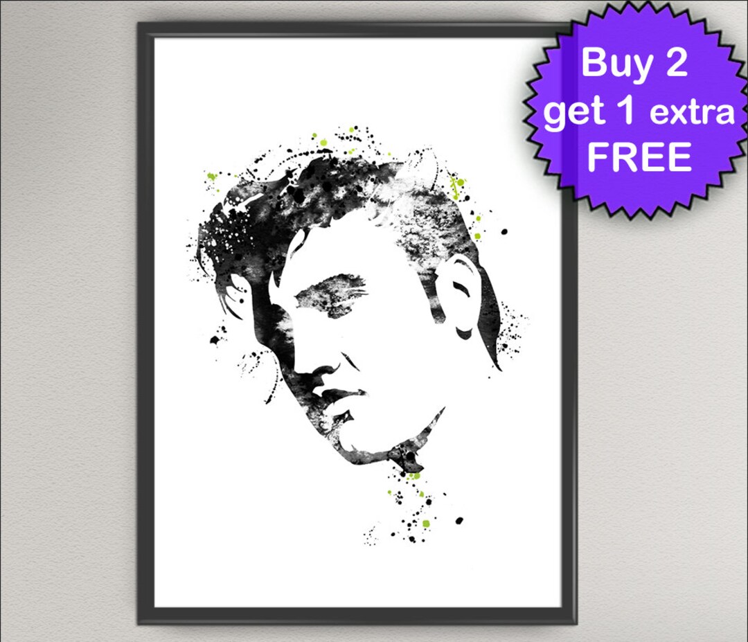ELVIS PRESLEY Watercolor Art Print Rock Star Ink Painting Music ...