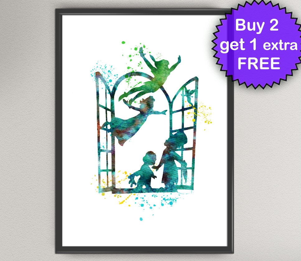 PETER PAN Prints Disney Inspired Watercolor Print Illustration - Etsy