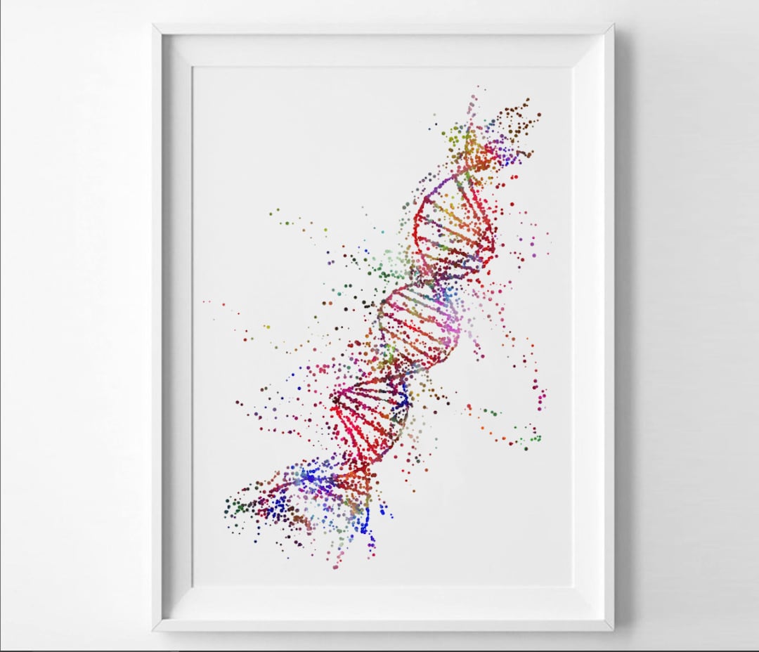 DNA Art Watercolor Print Science Human DNA Biology Print Science Art ...