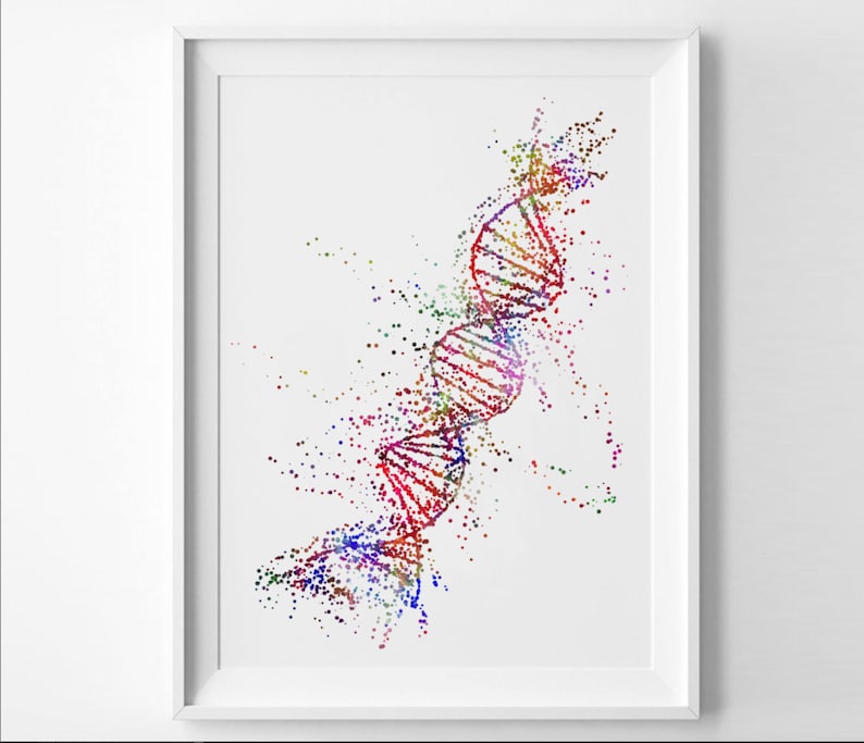 DNA Art Watercolor Print Science Human DNA Biology Print - Etsy