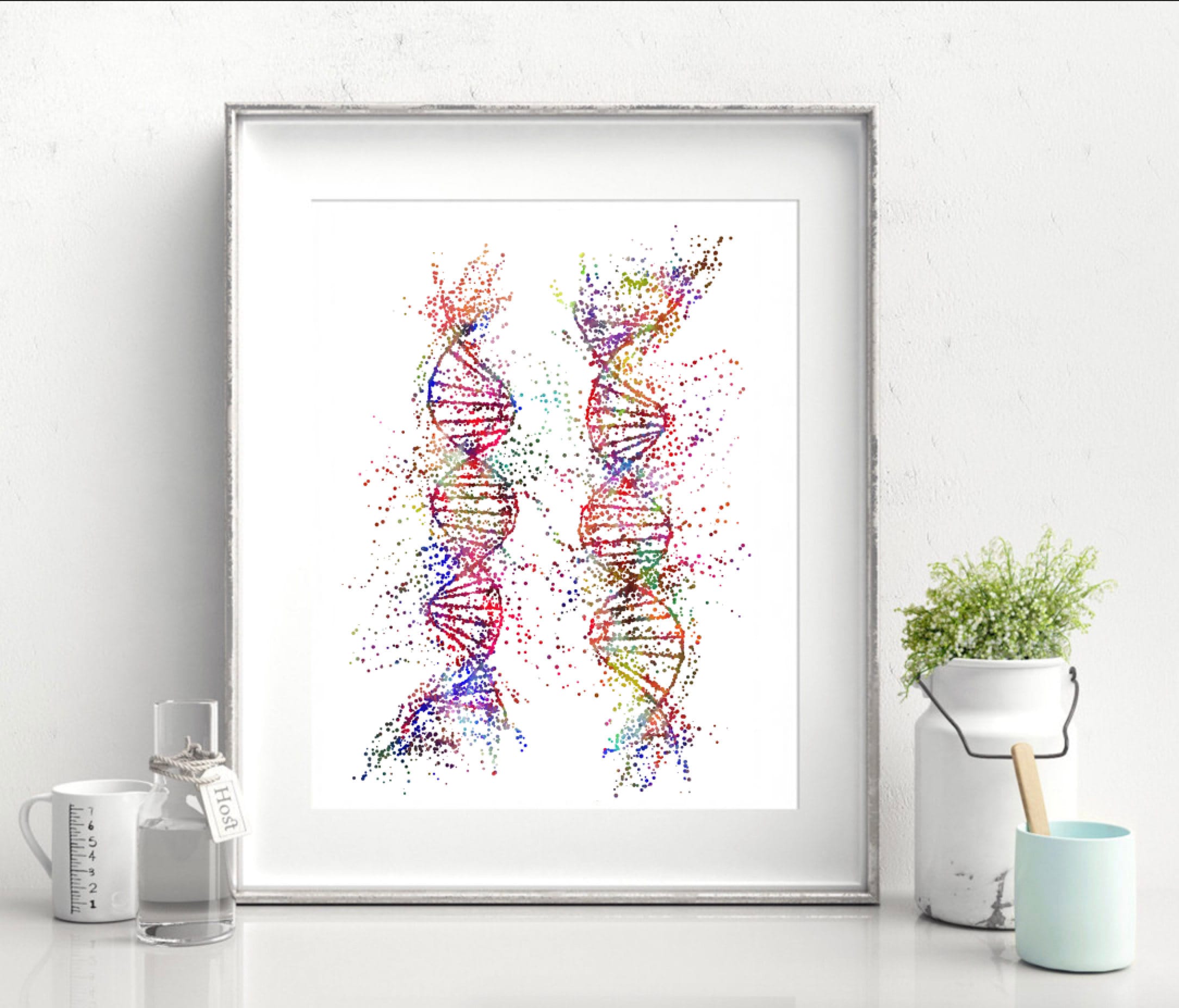 DNA Art Watercolor Print Science Human DNA Biology Print Science Art ...