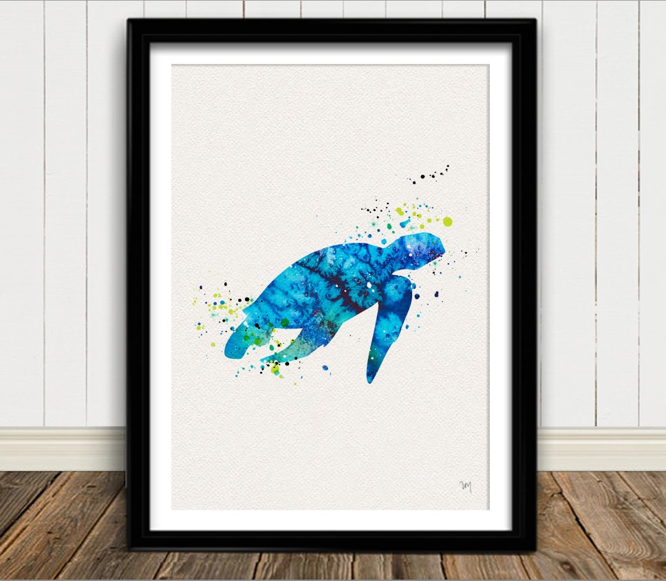 SEA TURTLE Watercolor Prints Sea Life Poster Painting | Etsy