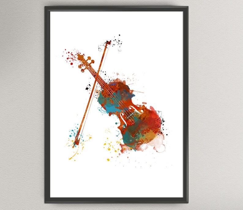 VIOLIN Watercolor Art Print Music Instrument Ink Art Painting | Etsy