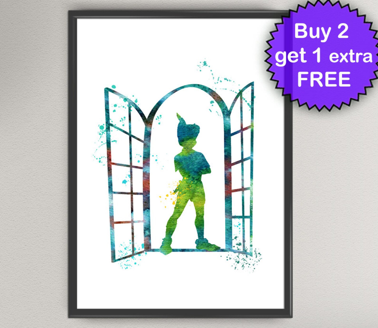 PETER PAN Print Disney Watercolor Print Ink Illustration Print Wall Art ...