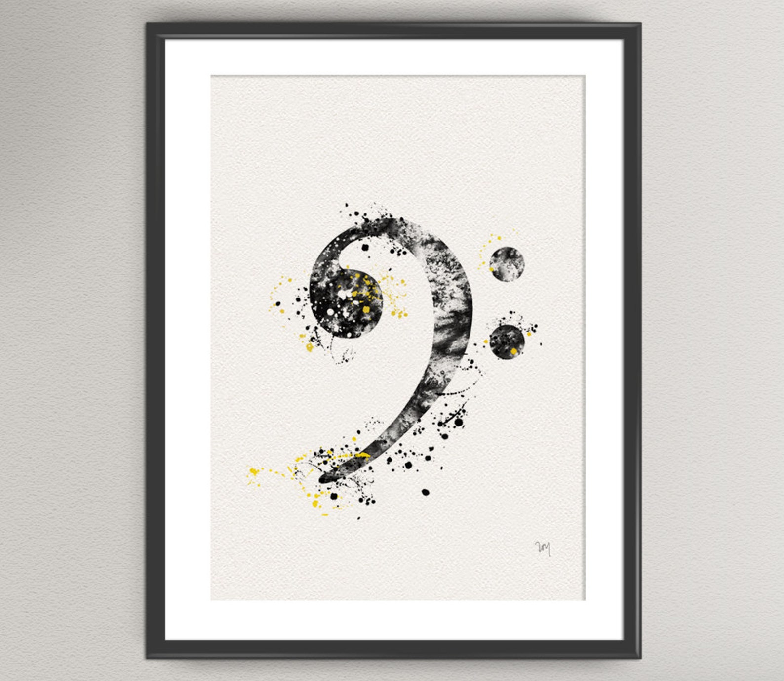 Bass Clef Watercolor Art Print Fa Music Bass Clef F-clef Ink - Etsy