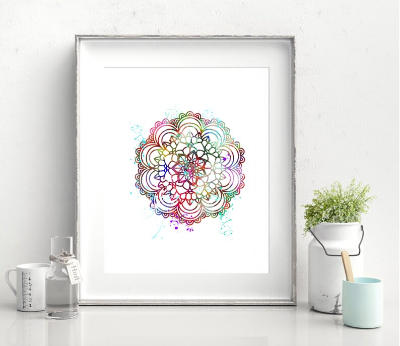 MANDALA Watercolor Yoga Meditation Spiritual Multicolor Art - Etsy