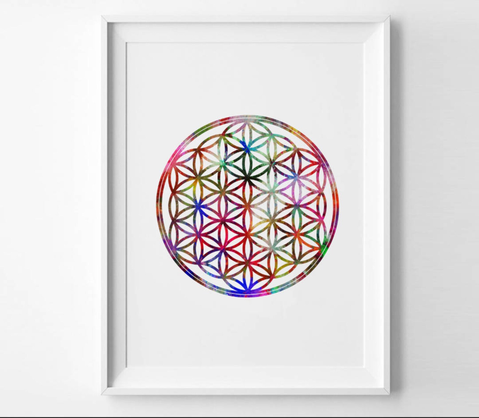 FLOWER OF LIFE Sacred Geometry Watercolor Art Print Gift Nursery Sign ...