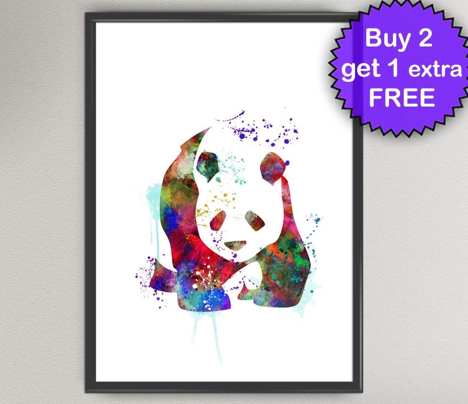 PANDA Watercolor Art Print Animal Ink Painting Panda Bear | Etsy