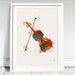 VIOLIN Watercolor Art Print Music Instrument Ink Art Painting - Etsy
