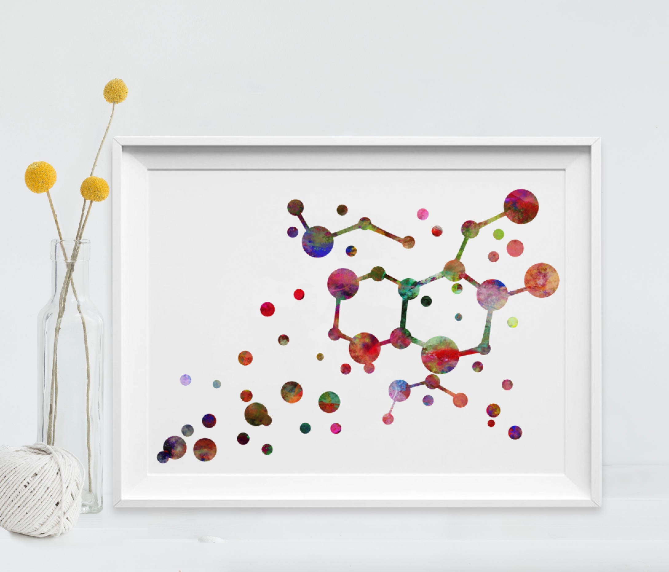 Molecule Pattern Print Art Watercolor Print Science Particle Prints ...