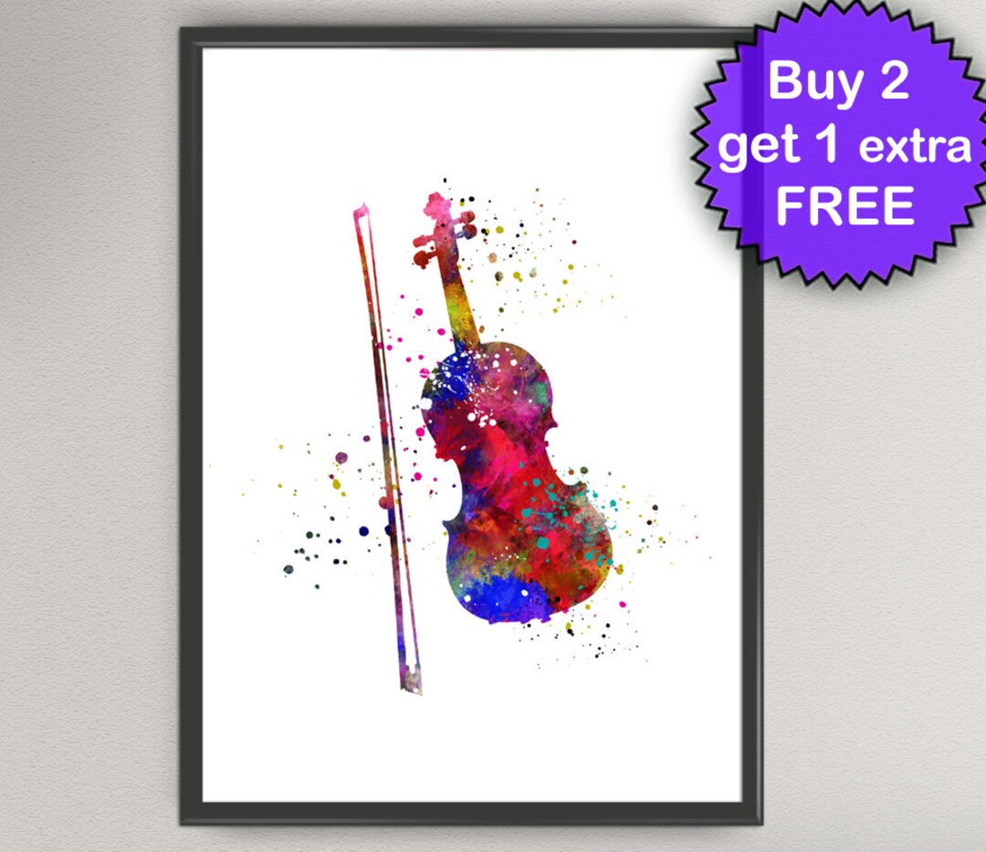 VIOLIN Watercolor Art Print Music Instrument Ink Art Painting ...