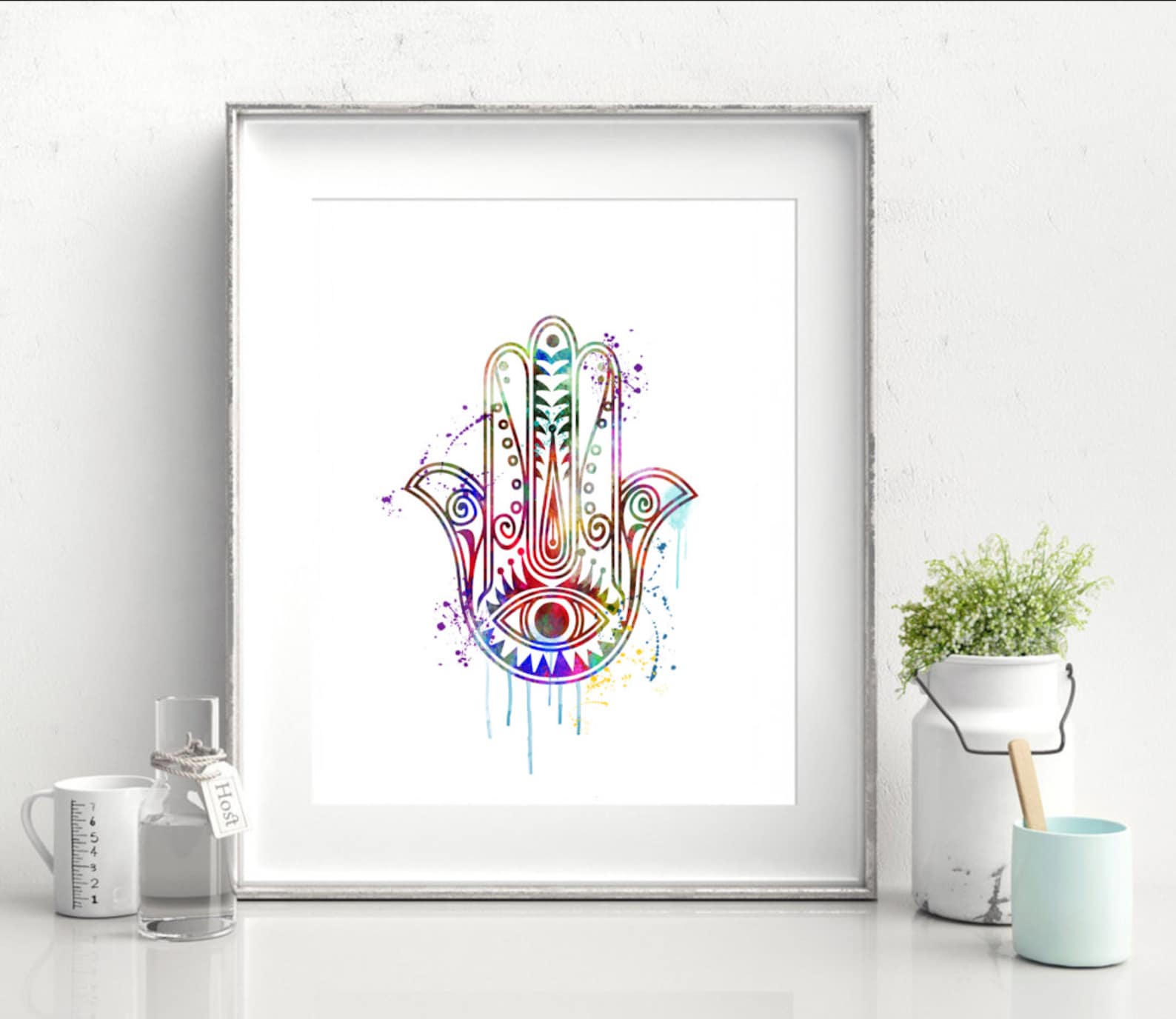 Hamsa Hand Watercolor Art Print Wisdom Yoga Studio Decor Ink | Etsy