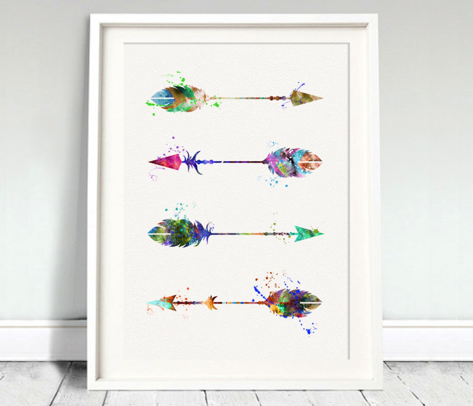 Native American Feathers Arrows Indian Watercolor Art Print Native ...
