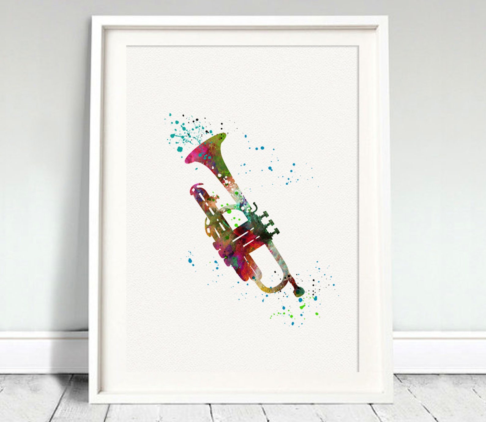 TRUMPET Watercolor Art Print Ink Instrument Painting Music ...