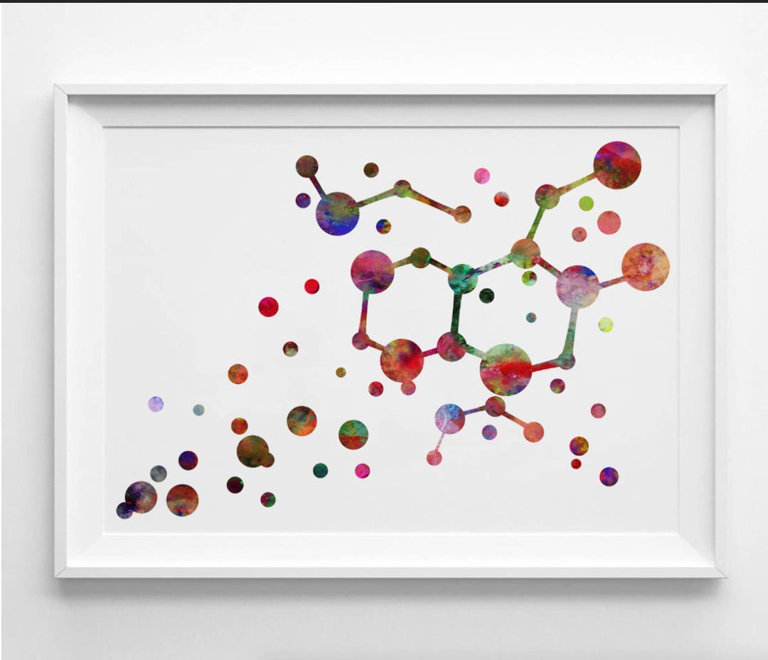 Molecule Pattern Print Art Watercolor Print Science Particle Prints ...