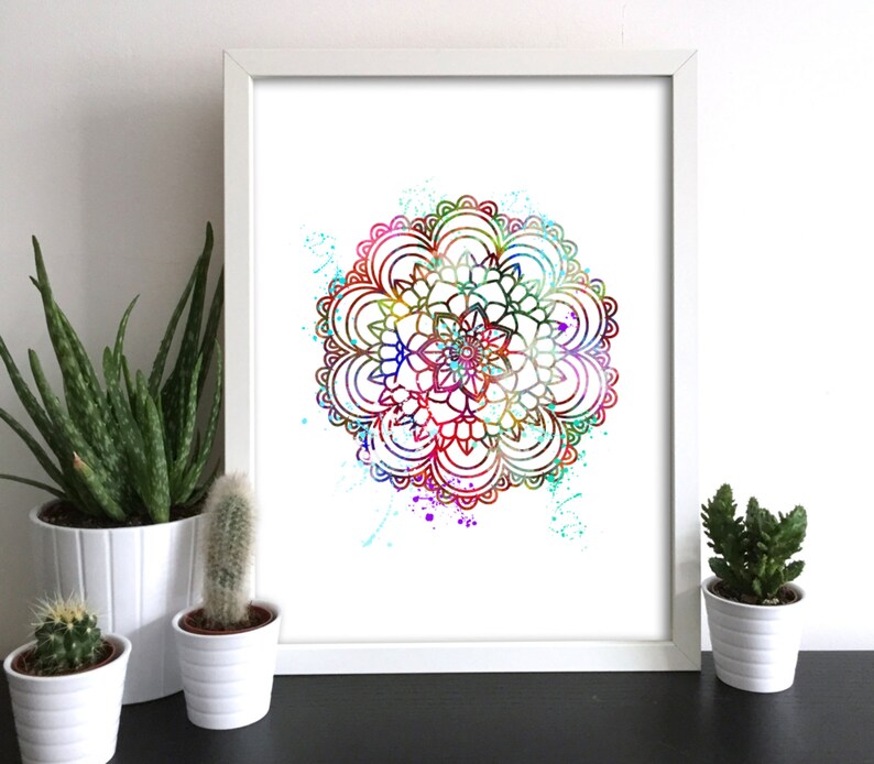 MANDALA Watercolor Yoga Meditation Spiritual Multicolor Art - Etsy