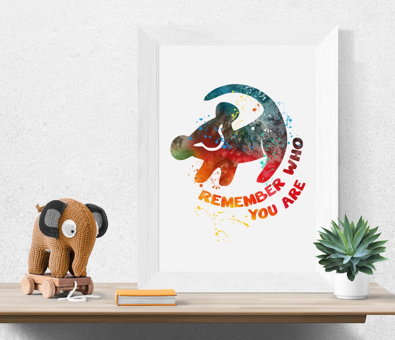 Simba el rey león imprimir acuarela recordar quién eres león - Etsy México