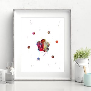 Atom Watercolor Art Print Science Art Print Symbol Particle Art ...
