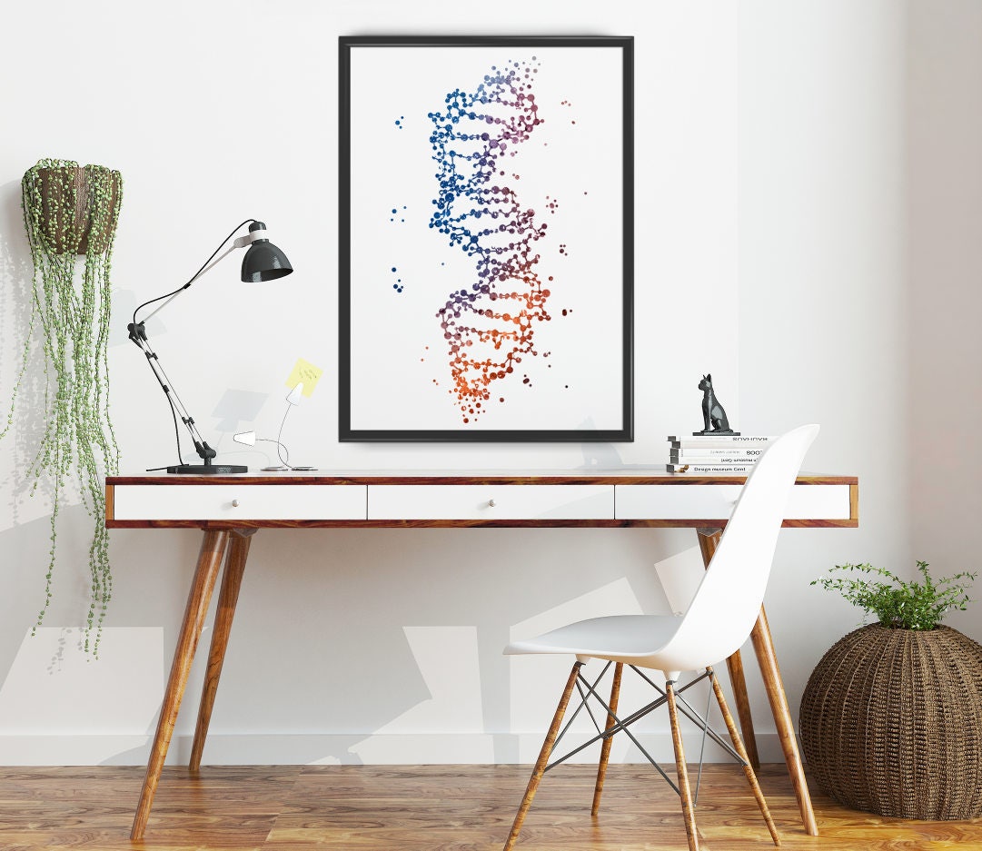 DNA Print Art Watercolor Science Art Human DNA Biology Print - Etsy