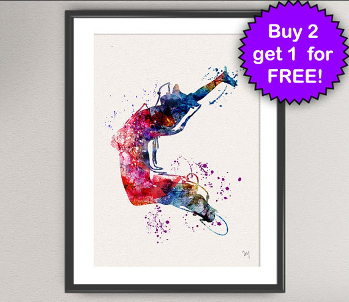 BREAK DANCER Watercolor Art Print Modern Dance Painting | Etsy