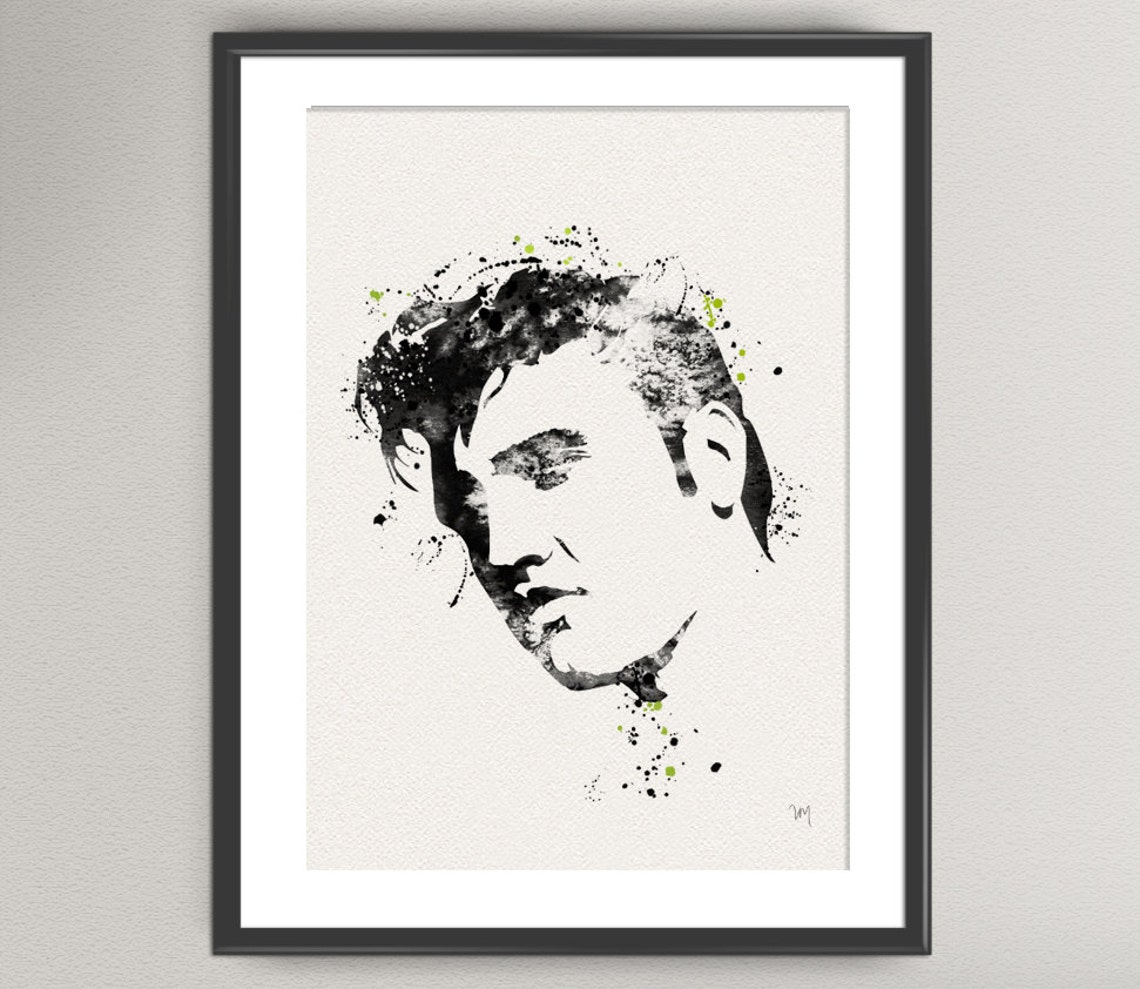 ELVIS PRESLEY Watercolor Art Print Rock Star Ink Painting Music ...